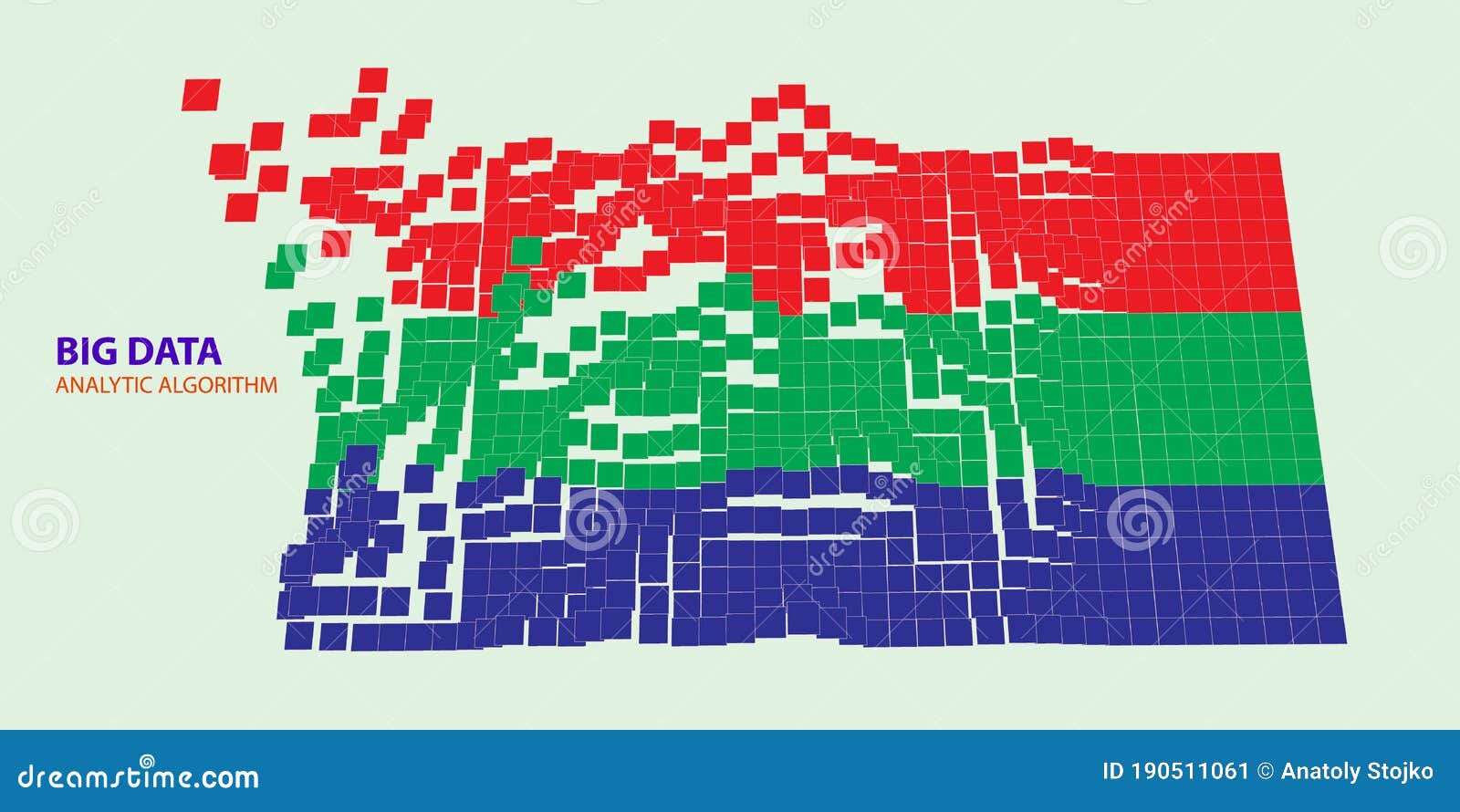 Big Data Abstract Background Algorithm Analyzing Color Rectangles Data