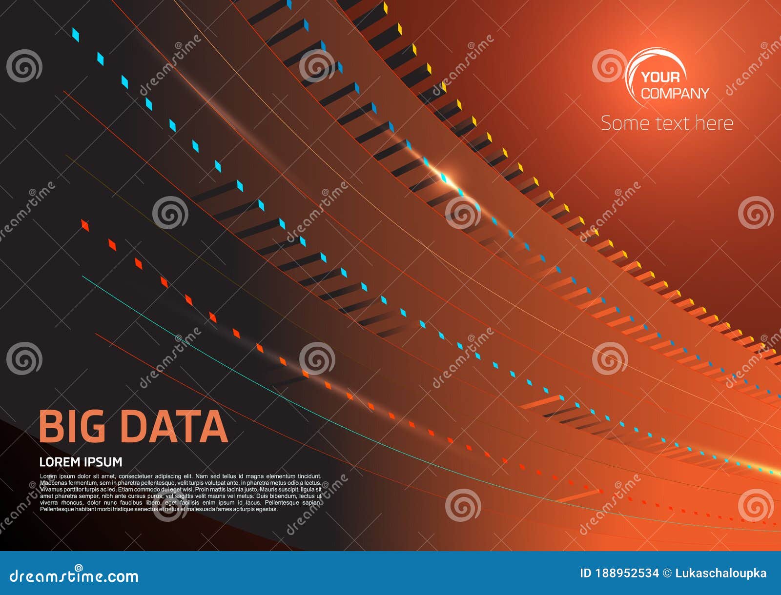 Big Data Abstract Background. Sorting Flow Futuristic Backdrop in Red ...