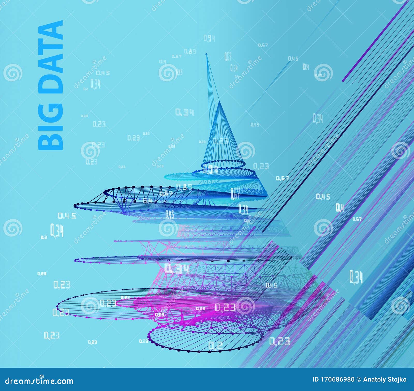 Big Data Abstract Concept Of Radial Algorithm Analytics Quantum Virtual Cryptography Stock