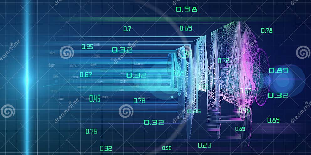 Big Data. Abstract Concept of Radial Algorithm Analytics. Quantum Virtual Cryptography Stock ...