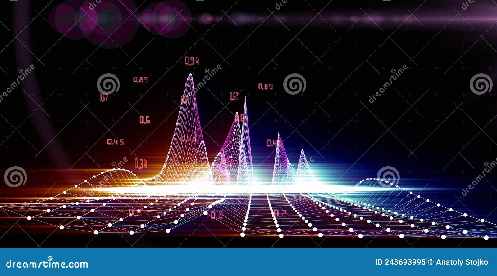 Big Data. Abstract Digital Background with Graph and Data on Black ...
