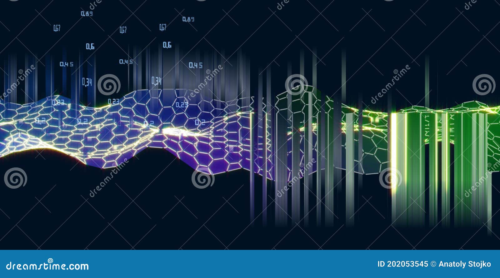 Big Data. Abstract Hexagon Grid Technology Background with Blurred ...