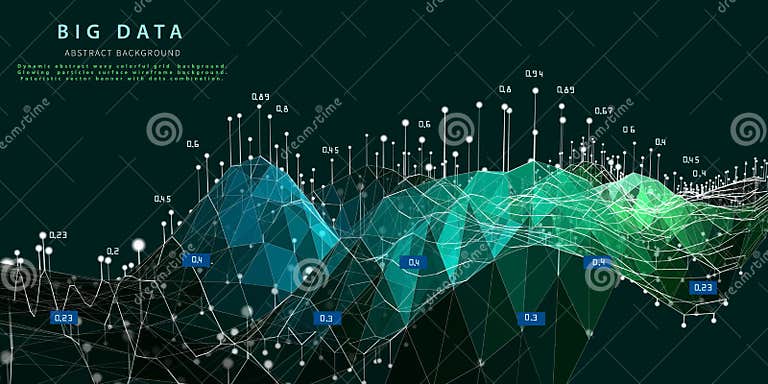 Big Data. Abstract Visualization Polygonal Algorithm Analyze Data. Quantum Virtual Cryptography ...