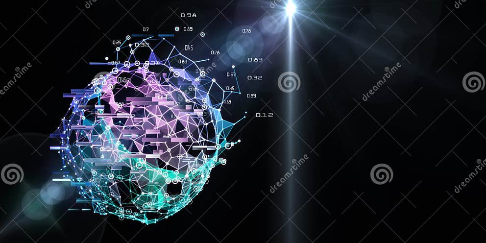 Big Data. Abstract Visualization Spherical Algorithm Analysis Data with Blurred Lines and Lens ...