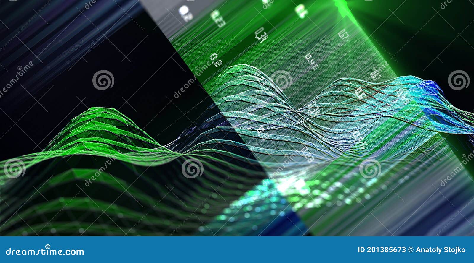 Big Data Abstract Visualization Wave Algorithm Analyze Data With Defocus Blurred Lines Quantum