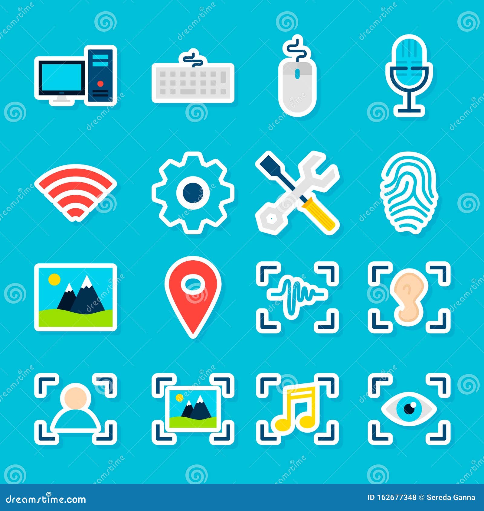 Big Data AI Stickers stock vector. Illustration of internet - 162677348