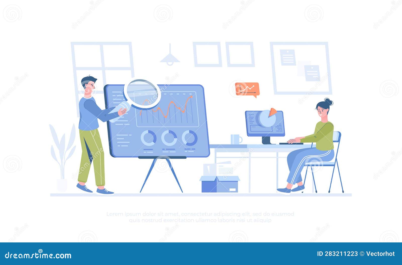 Big Data Analysis, Business Statistics Research. Analysts Analyze ...