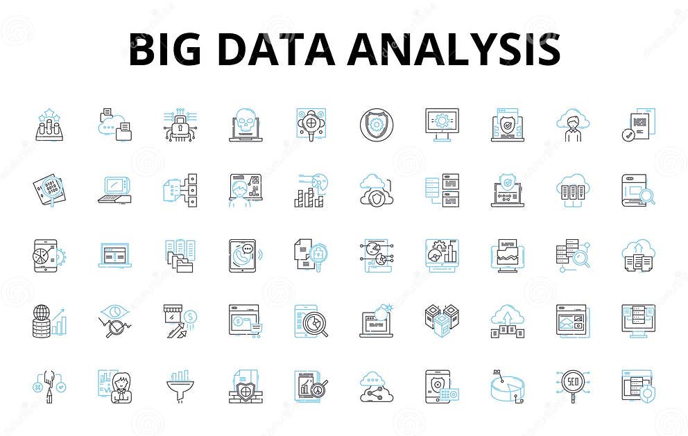 Big Data Analysis Linear Icons Set. Analytics, Algorithms, Clustering, Correlations, Decision ...
