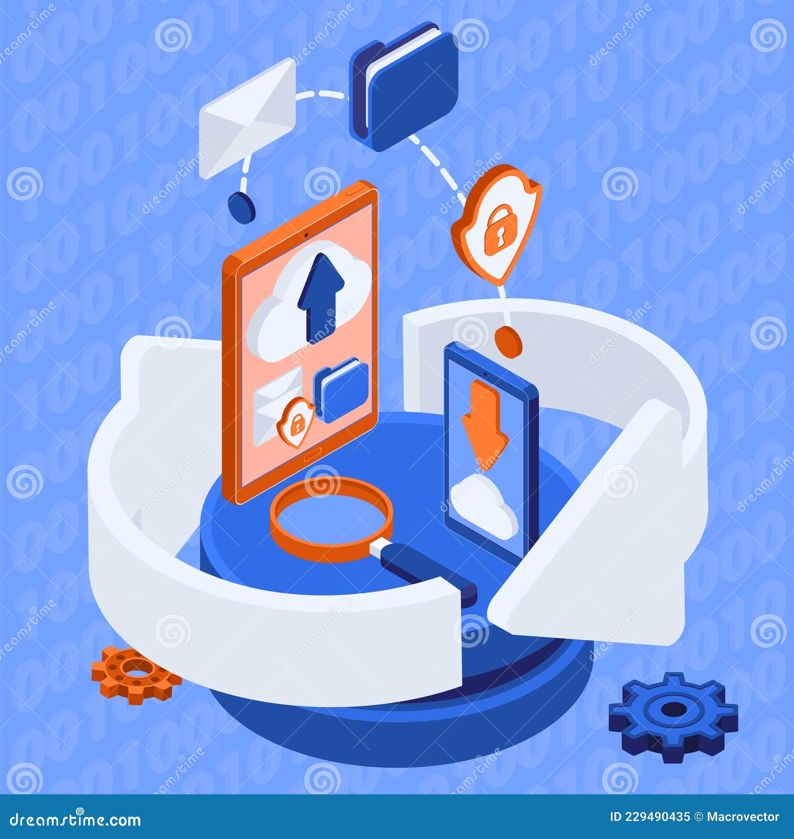 Big Data Analysis Processing Stock Vector - Illustration of network, isometric: 229490435