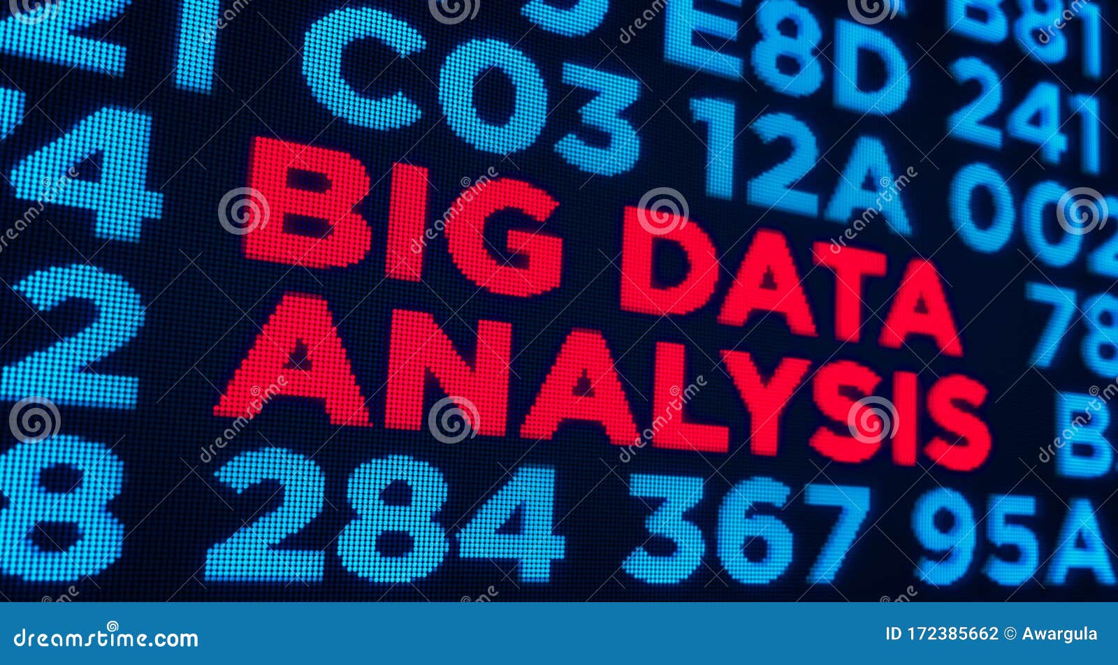 Big Data Analysis Text Display Pixel Screen Style Stock Illustration ...