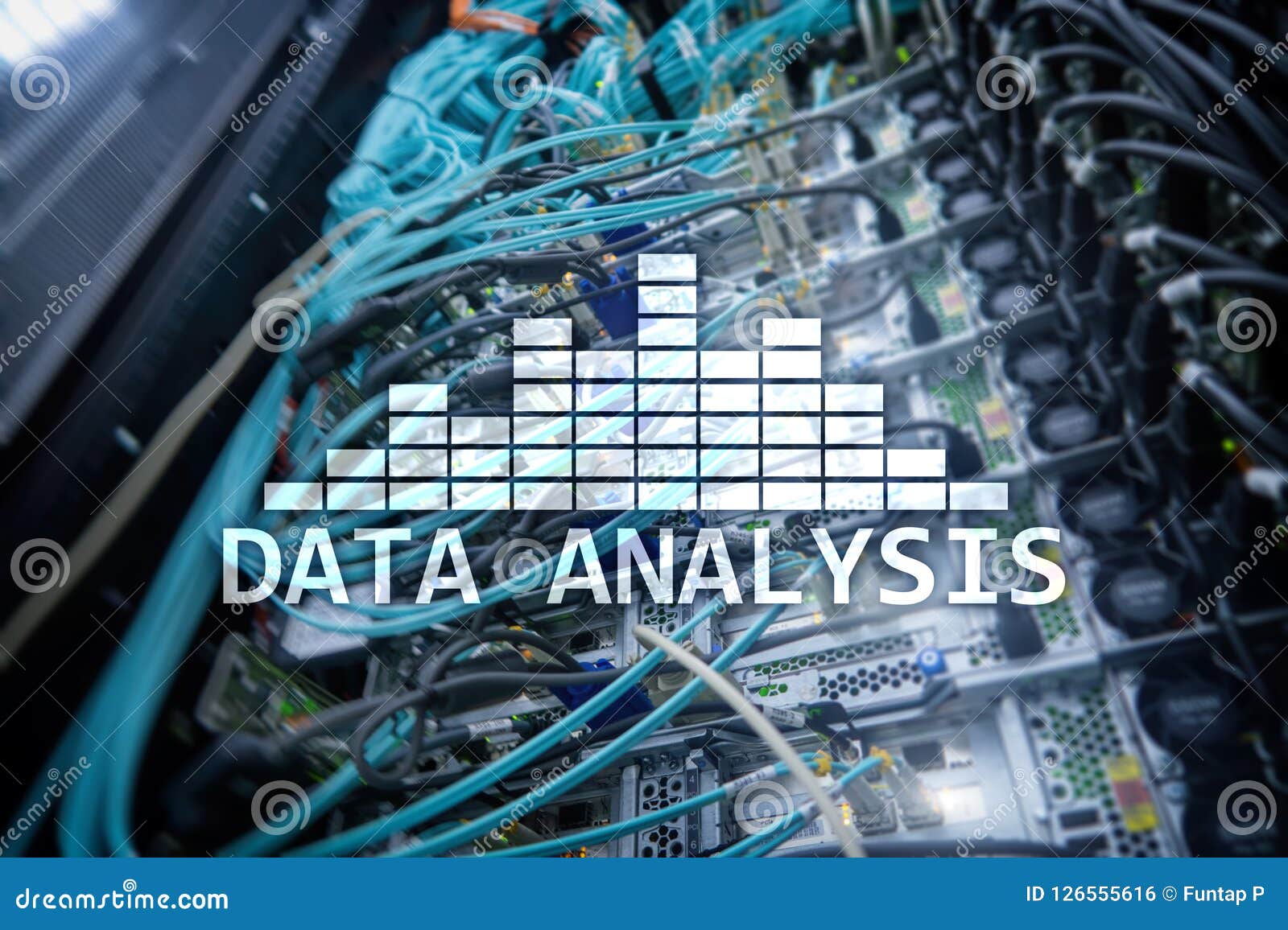 Big Data Analysis Text on Server Room Background. Internet and Modern ...