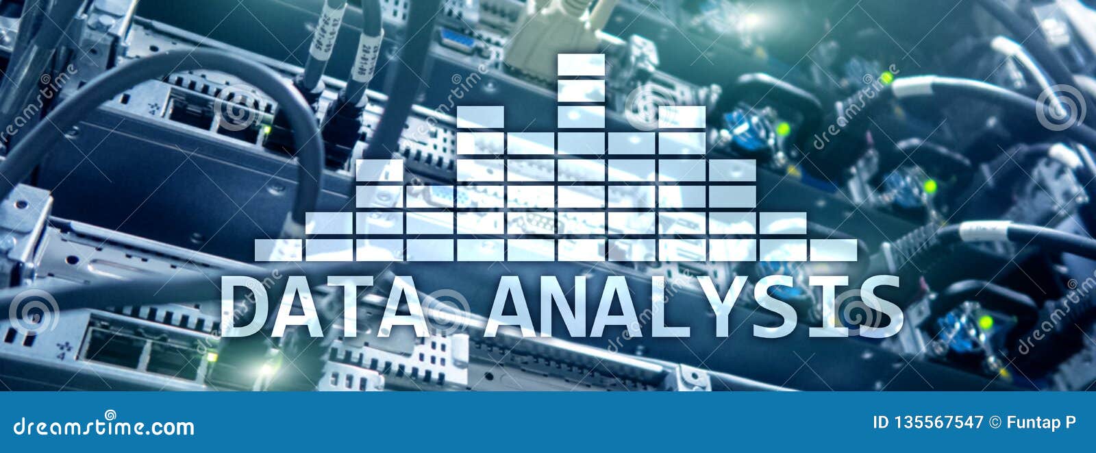 Big Data Analysis Text on Server Room Background. Internet and Modern ...