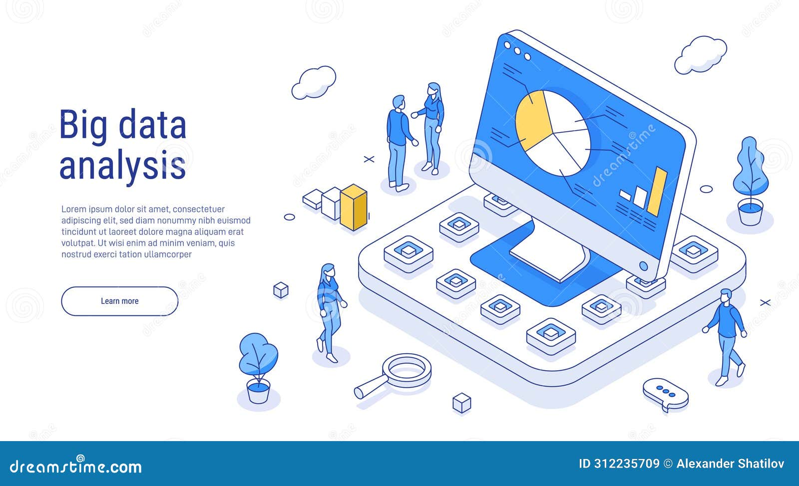 Big Data Analysis Tool Outline Isometric Concept. Graph or Diagram on a ...