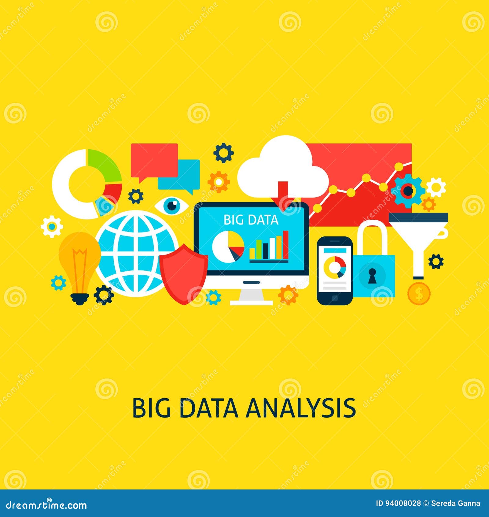 Big Data Analysis Vector Concept Stock Vector - Illustration of banner ...