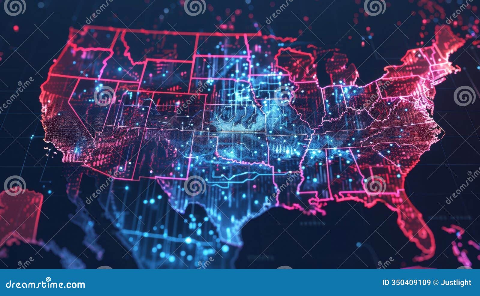 Big Data Analysis Visualizing United States Map with Futuristic ...