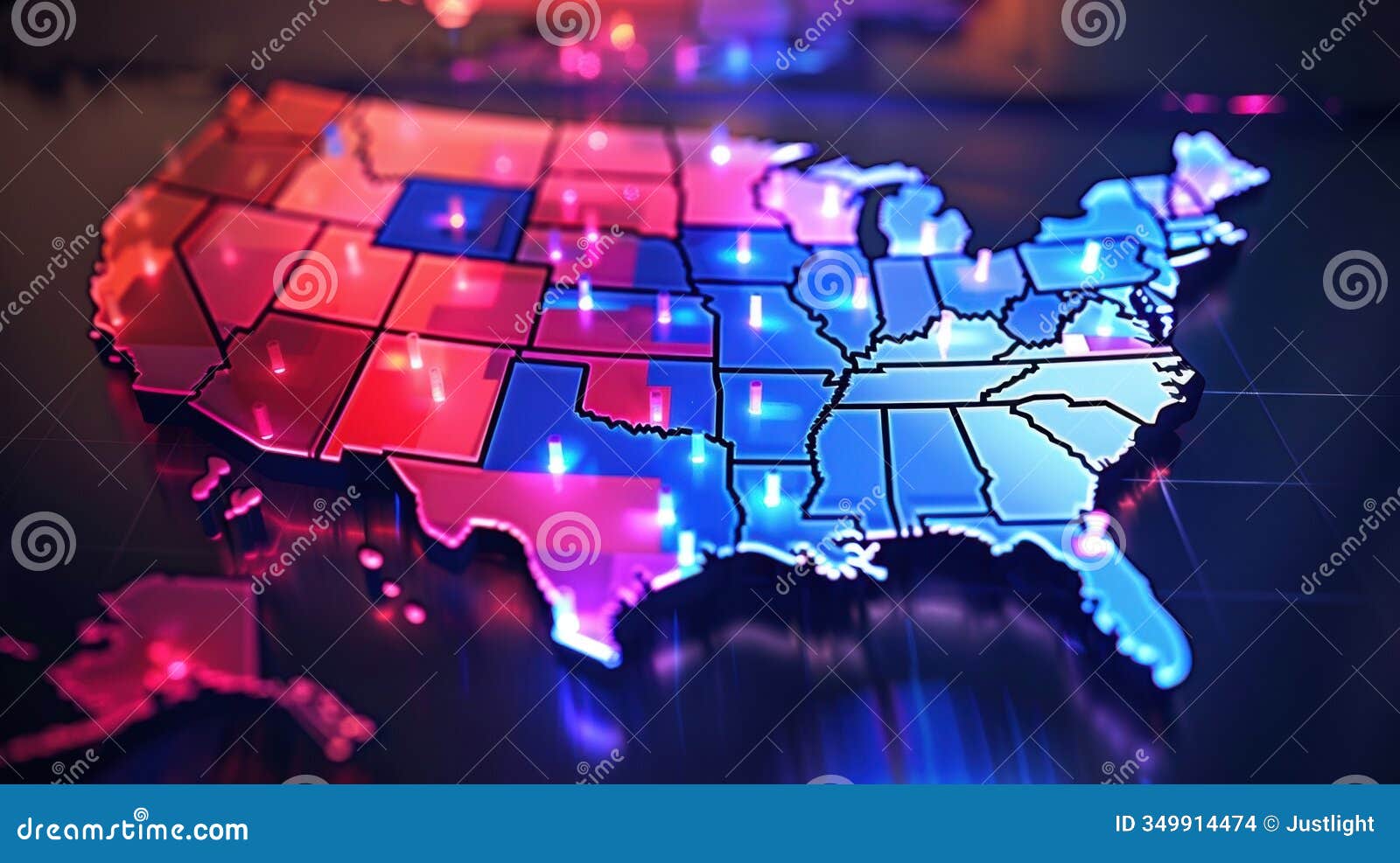 Big Data Analysis Visualizing United States Map with Glowing Markers ...