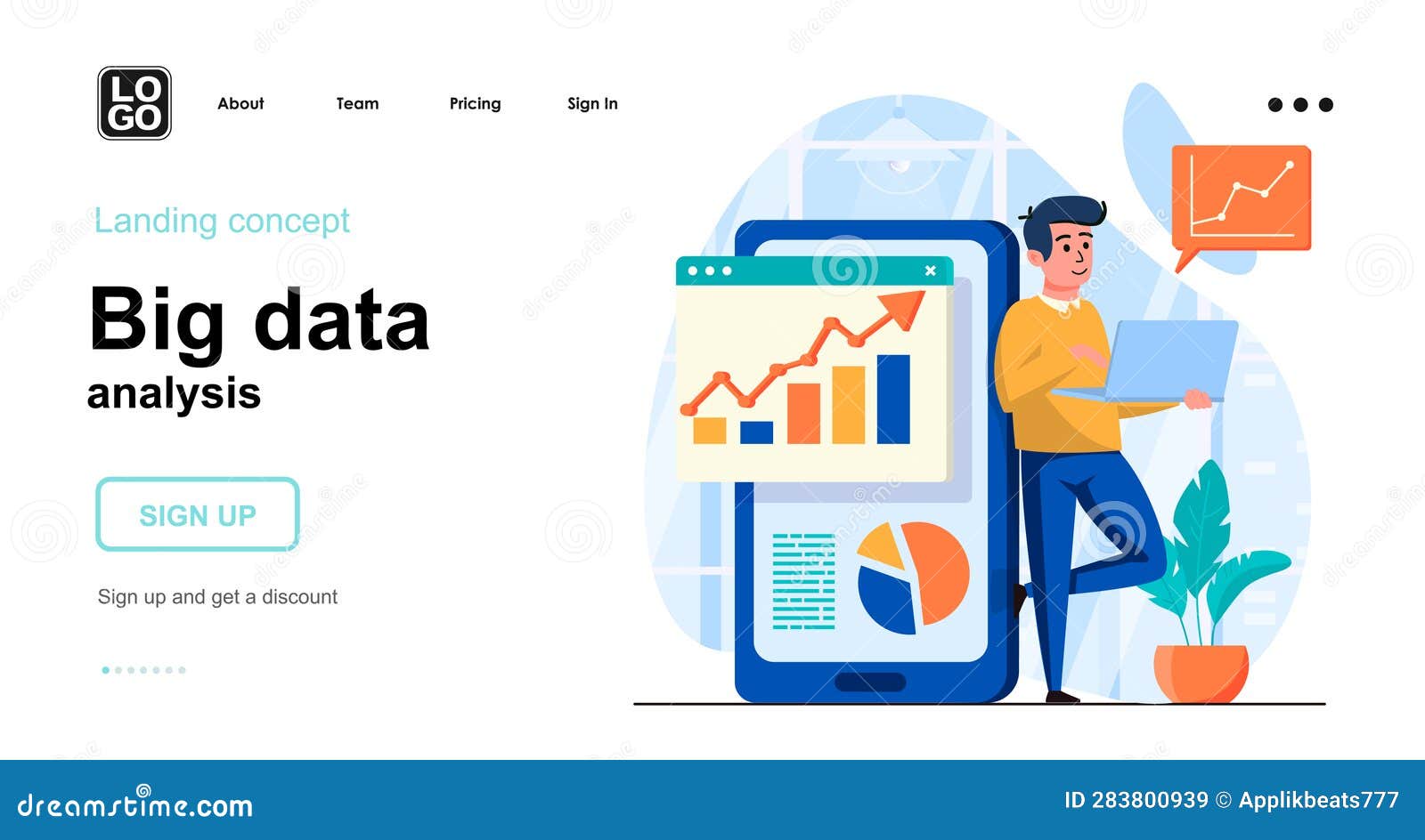 Big Data Analysis Web Concept. Financial Accounting in Mobile App ...