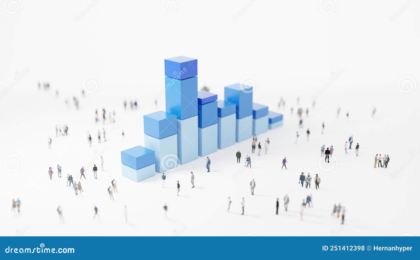 Big Data Analytics, Abstract Concept. Column Chart and Groups of People ...
