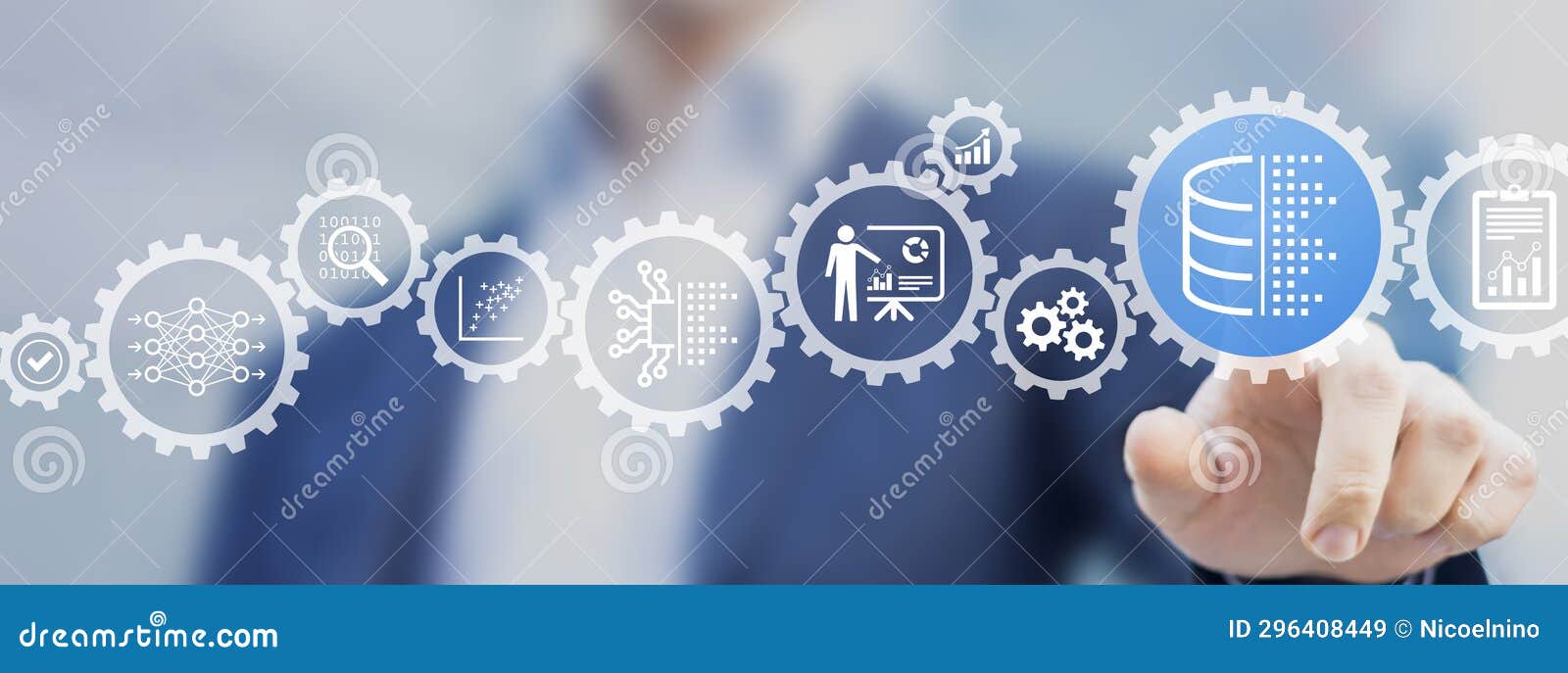 Big Data, Data Analytics and AI Concept. Person Touching Icons about ...