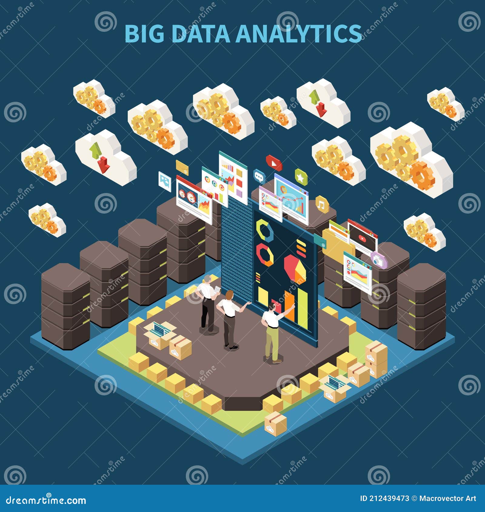 Big Data Analytics Composition Stock Vector - Illustration of design, isometric: 212439473