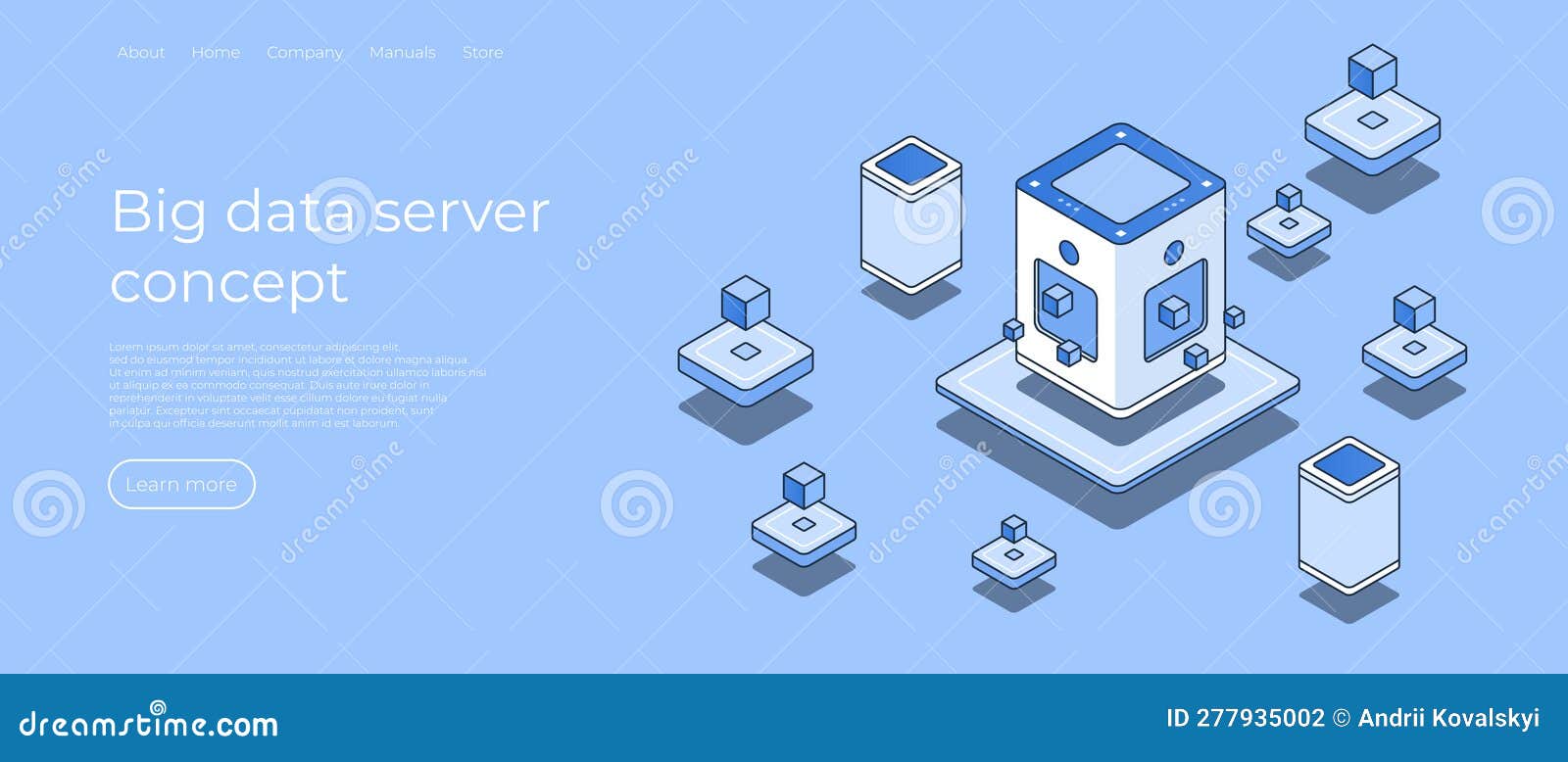 Big Data Analytics Concept 3d Isometric Web Scene. Server Room Concept ...