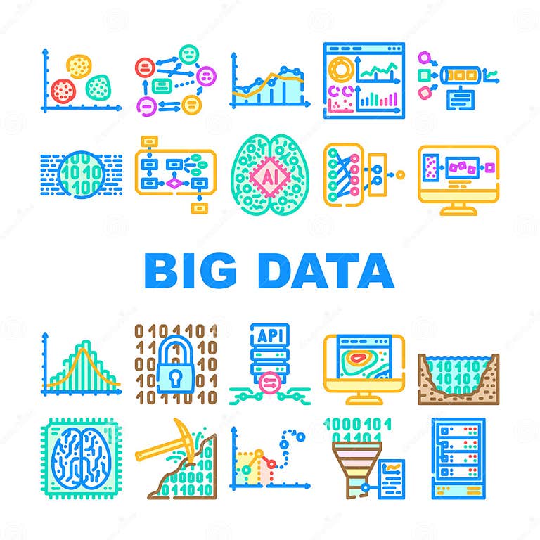 Big Data Analytics Hadoop Icons Set Vector Stock Illustration ...