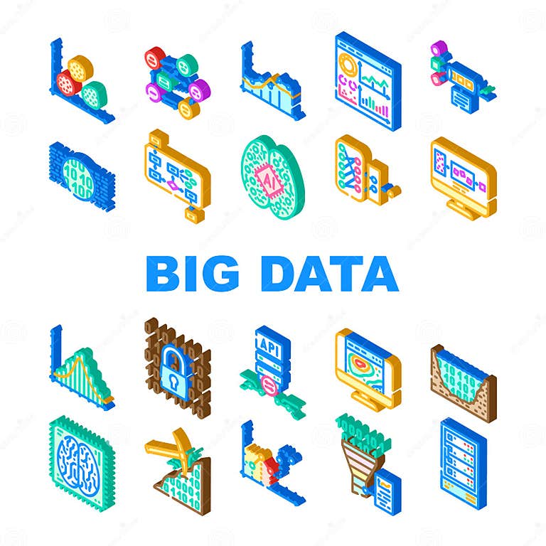 Big Data Analytics Hadoop Icons Set Vector Stock Illustration ...