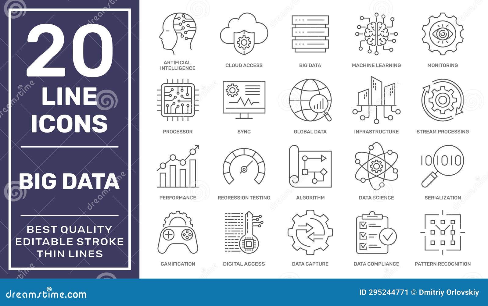 Big Data and Analytics Icon Set. Big Data Analysis Technology Symbol ...
