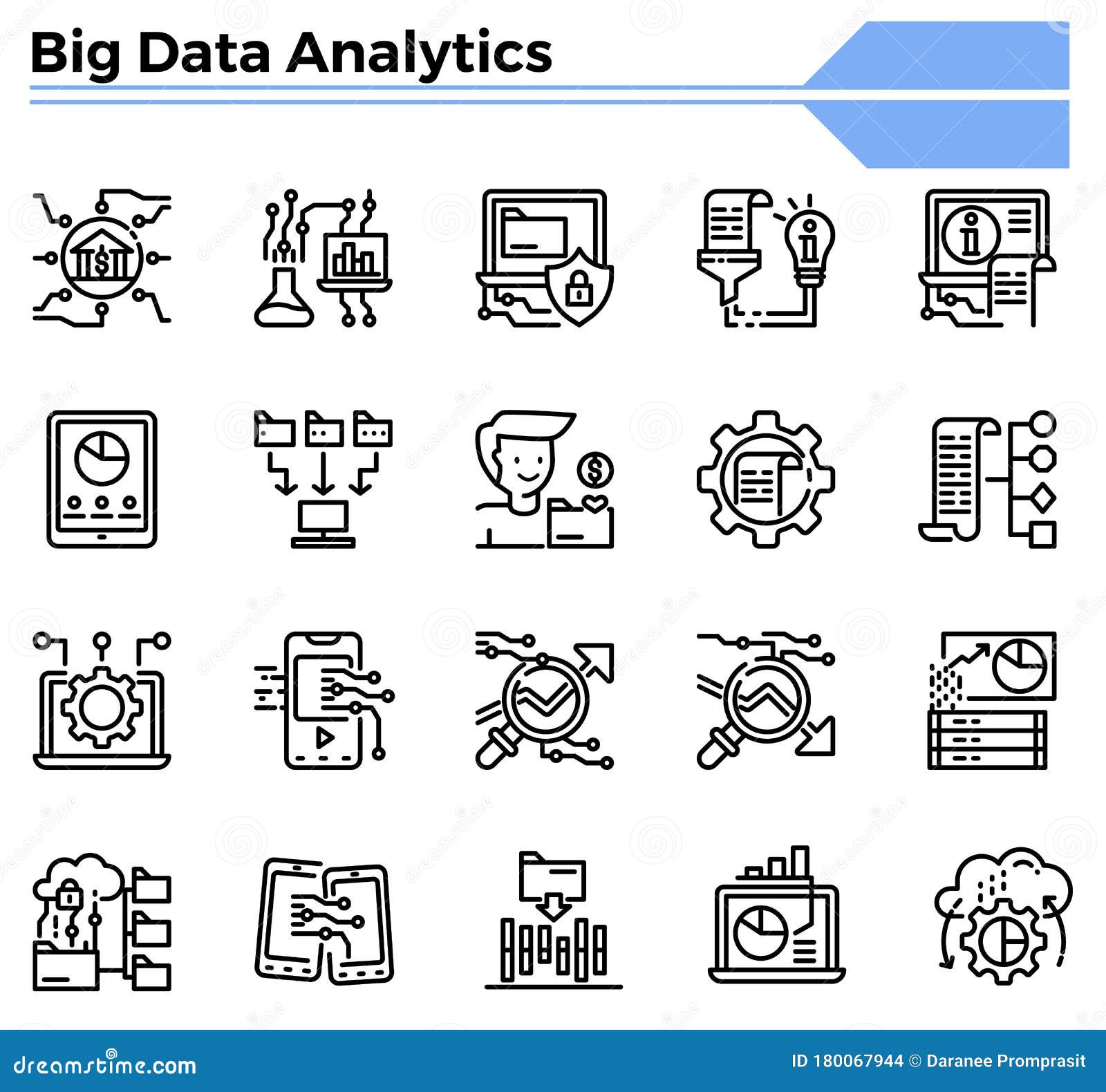 Big Data Analytics Icon Set Stock Illustration - Illustration of ...