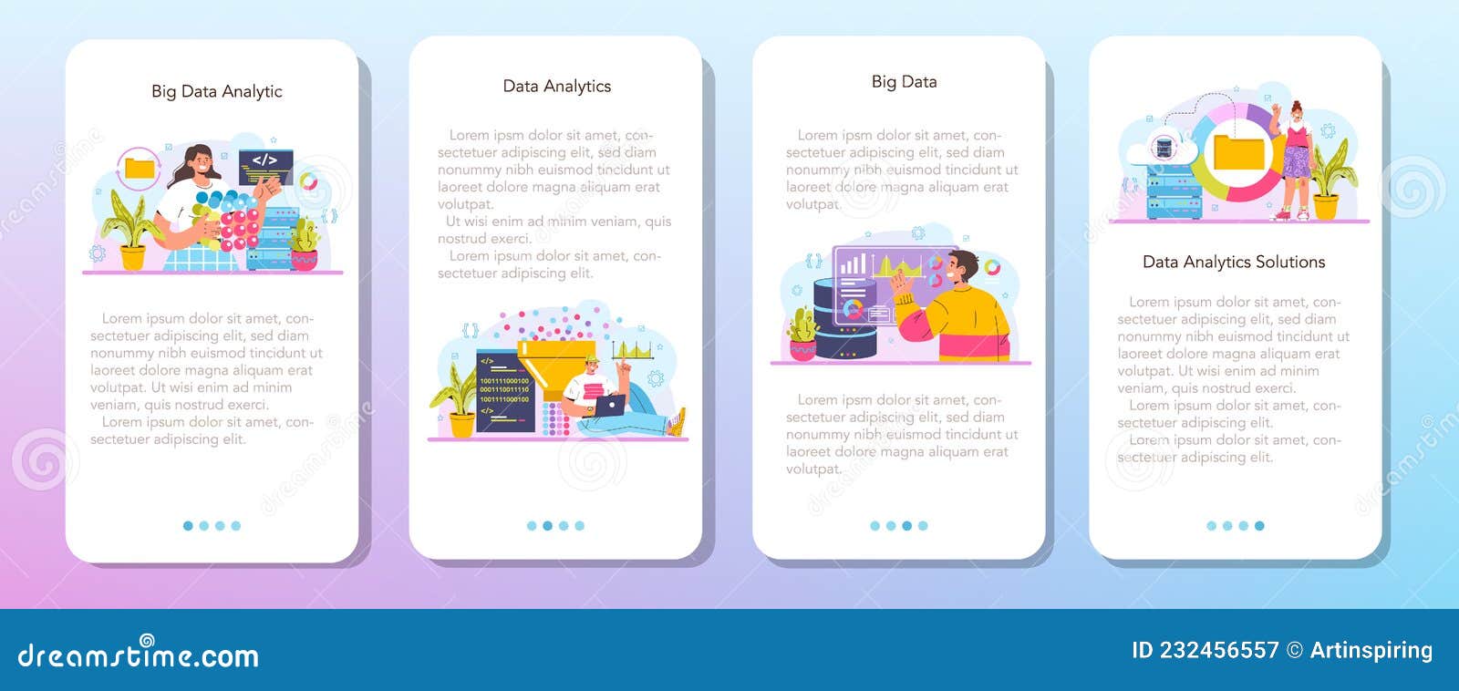 Big Data Analytics Mobile Application Banner Set. Big Data from ...
