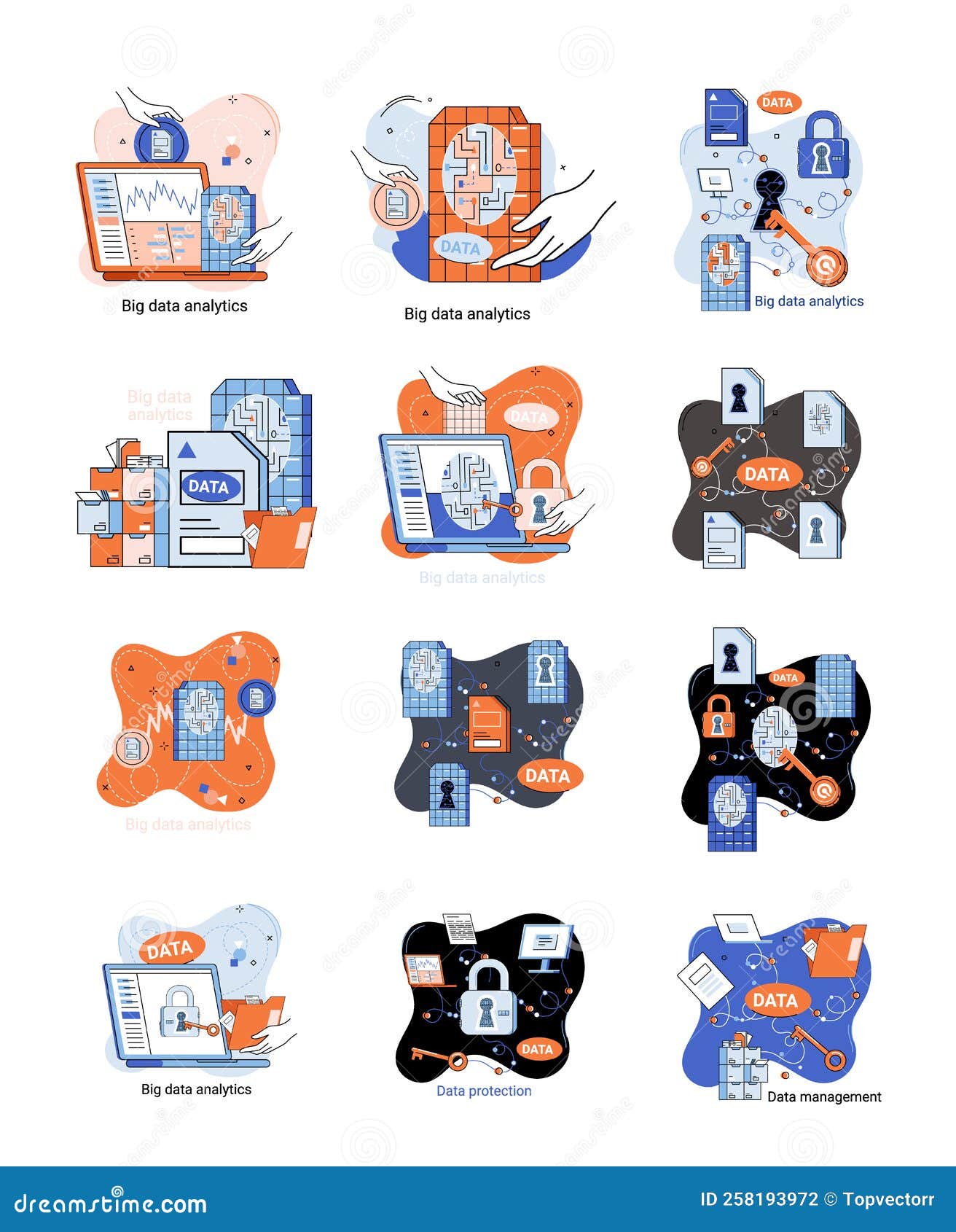 2d Analytics Platform Concept Linear Icon Cartoon Vector