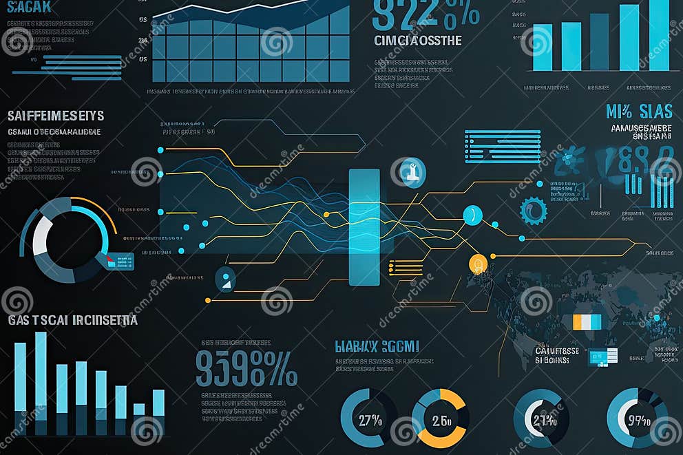 Big Data Analytics Report. Infographic with Graph and Chart on Abstract Background Stock ...