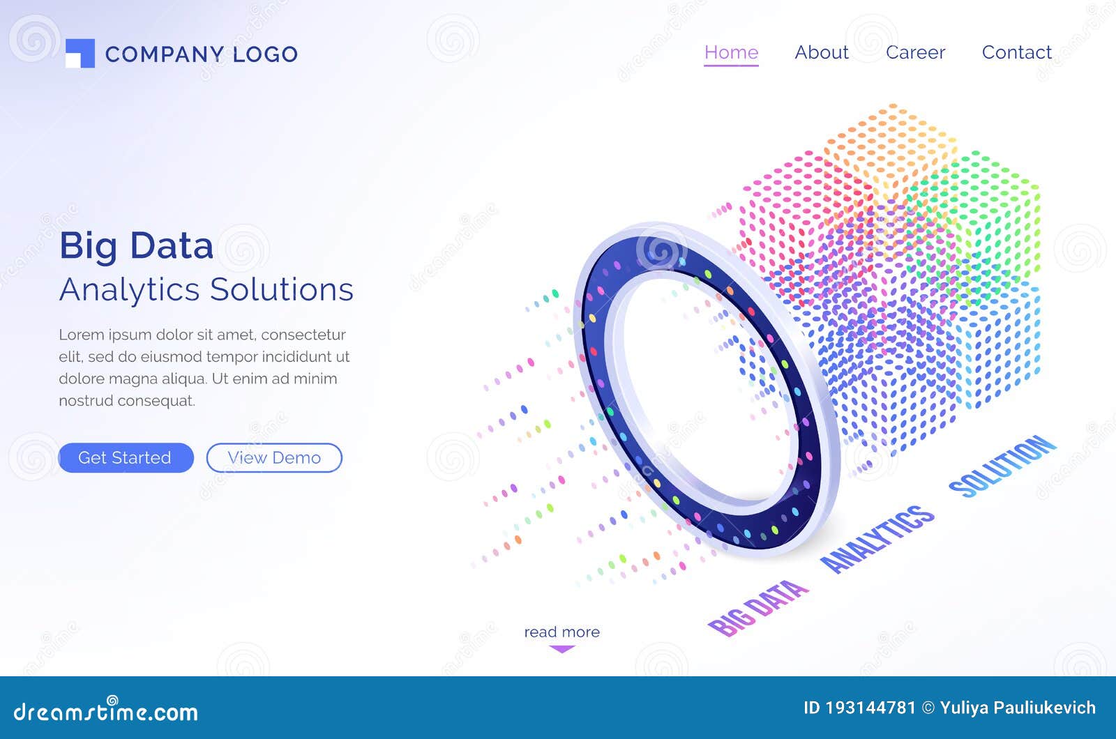 Big Data Analytics Solutions Isometric Landing Stock Vector ...