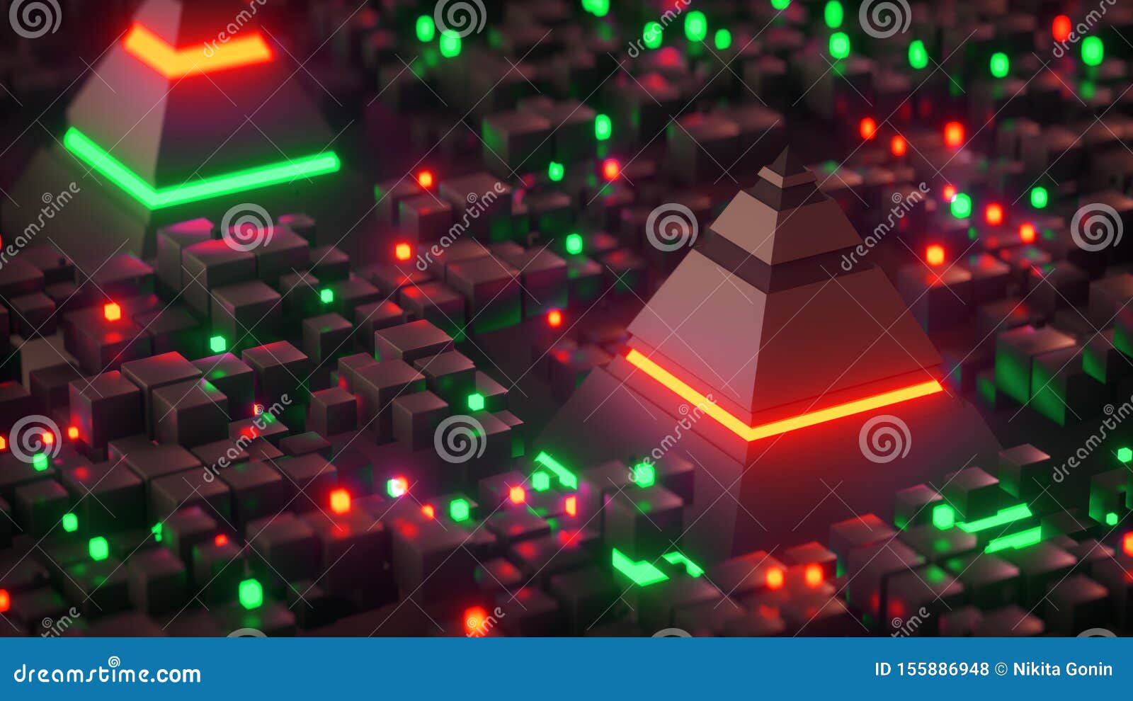 Big Data Analytics System 3D Render Illustration Stock Illustration ...