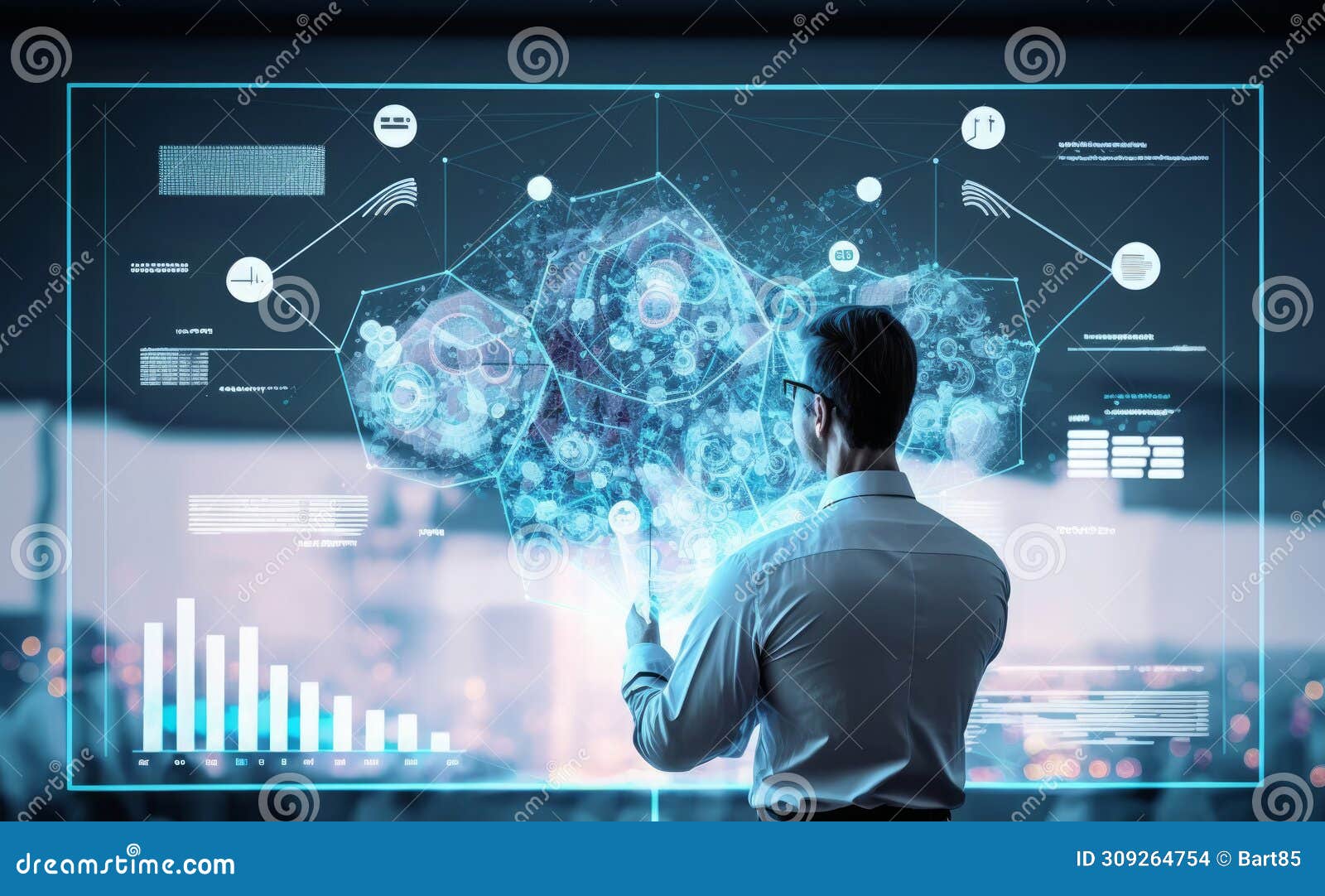 Big Data Analytics Visualization Technology with Scientist Analyzing Information Structure on ...