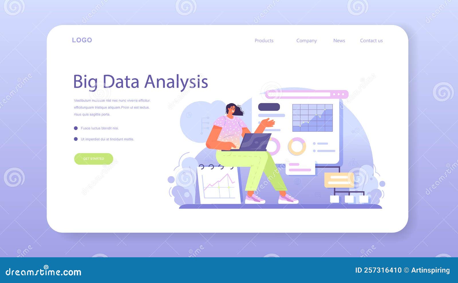 Big Data Analytics Web Banner or Landing Page. Big Data Based Stock ...