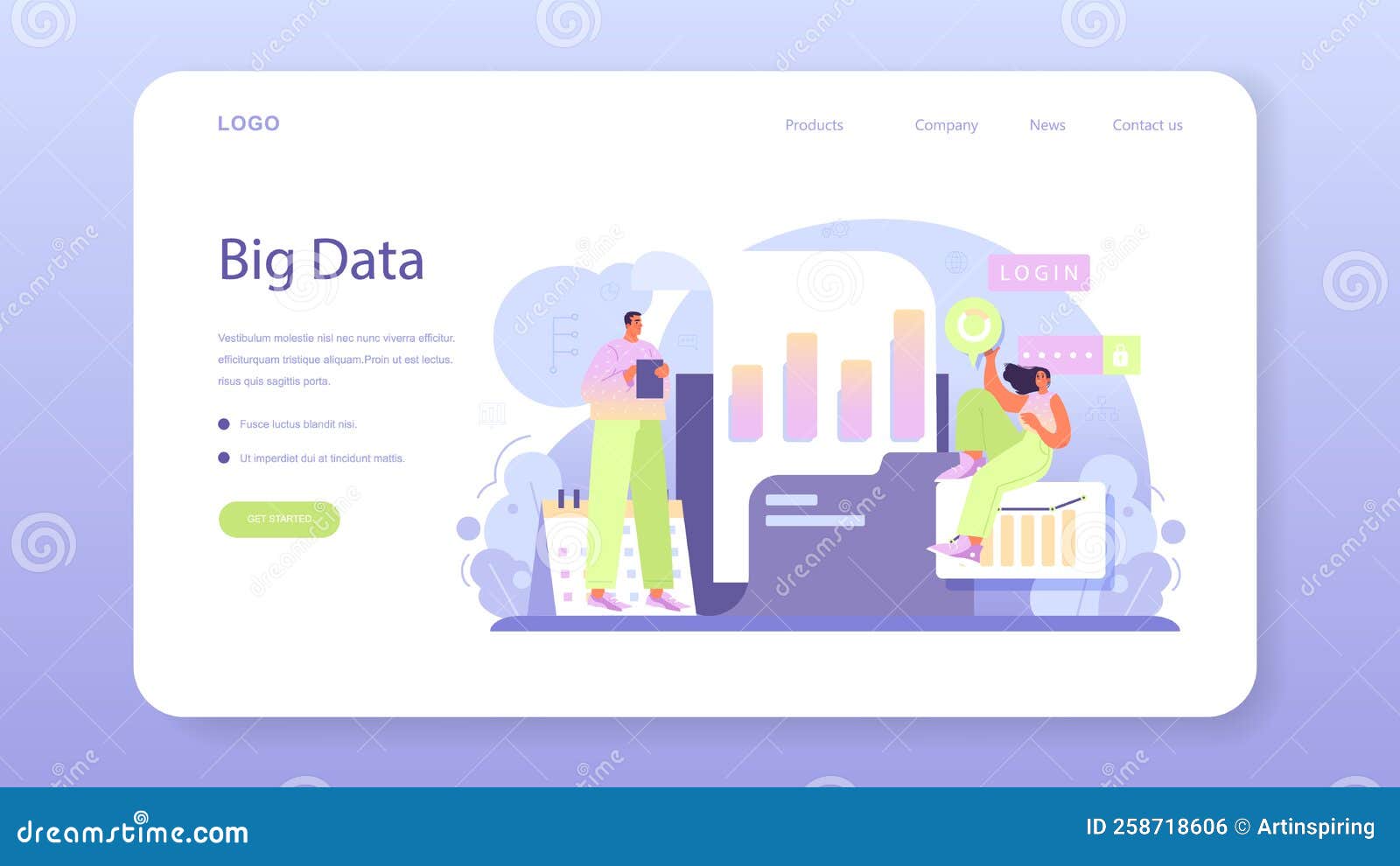 Big Data Analytics Web Banner or Landing Page. Big Data Based Stock ...