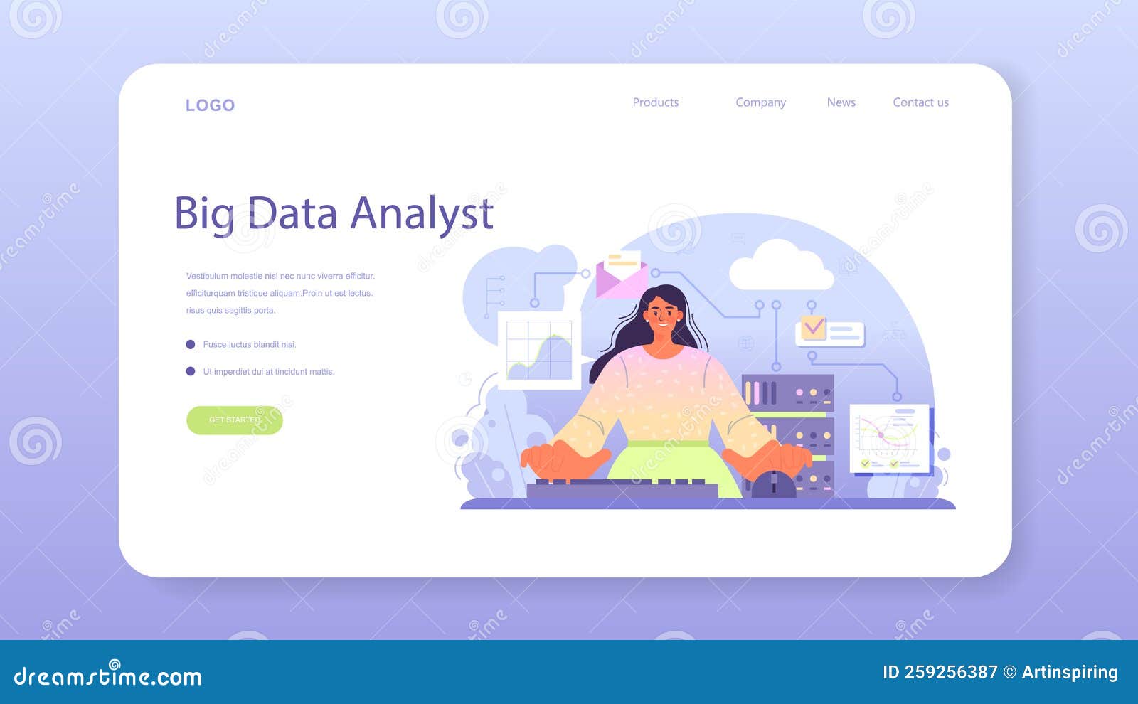 Big Data Analytics Web Banner or Landing Page. Big Data Based Stock ...