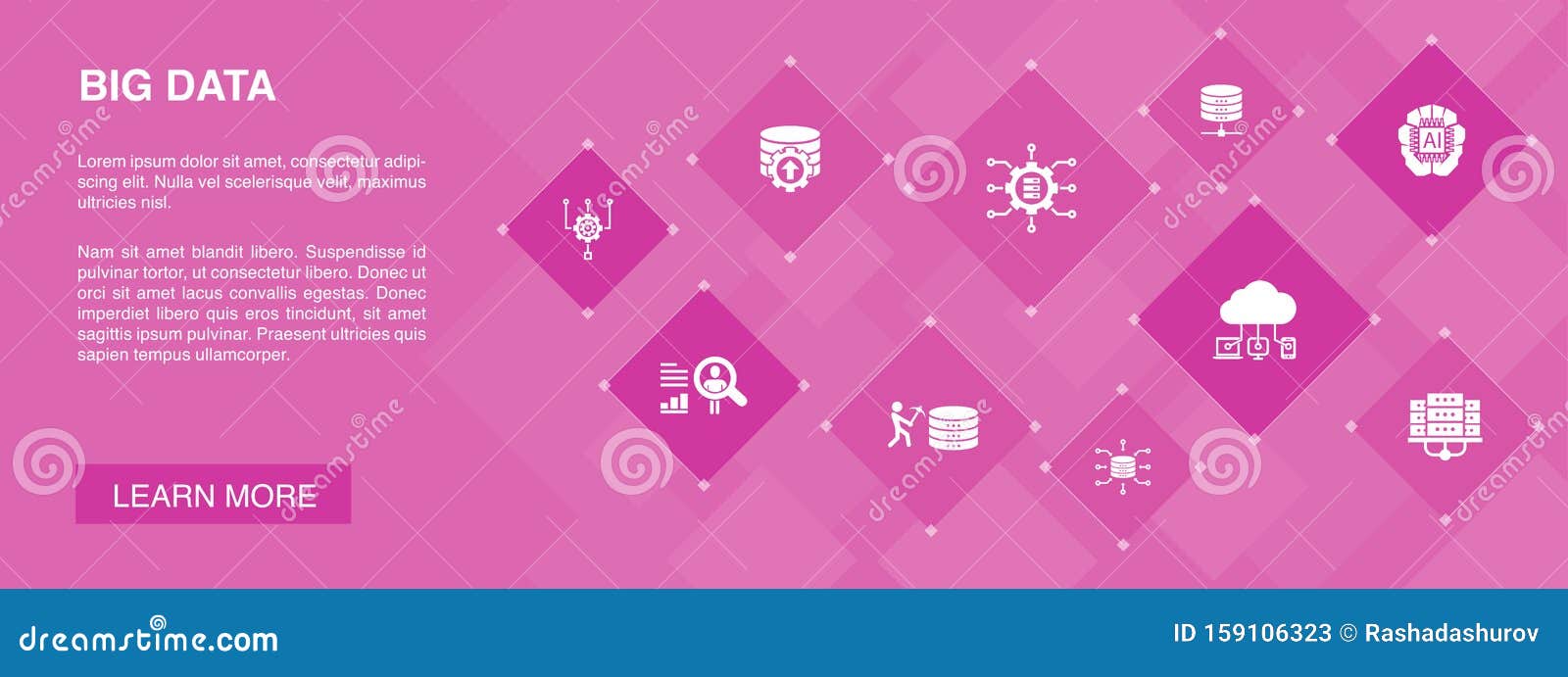 Big Data Banner 10 Icons Concept Stock Vector - Illustration of icon ...