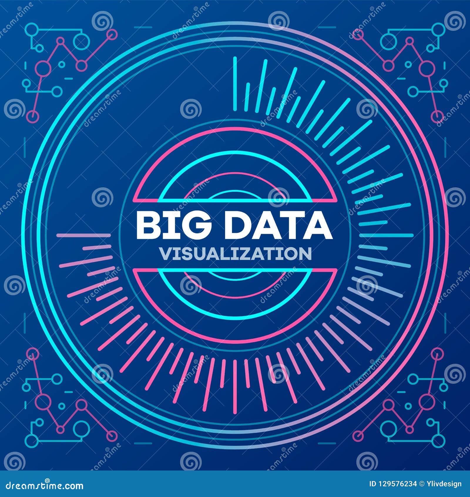 Big Data Banner, Outline Style Stock Vector - Illustration of digital ...