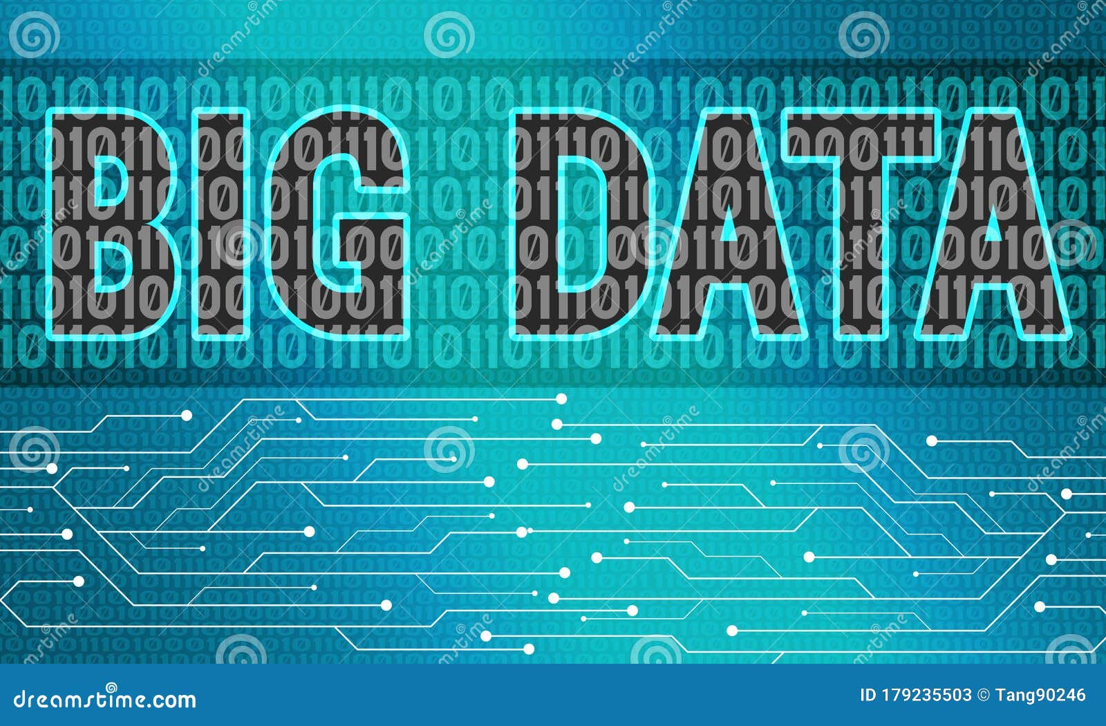 Big Data with Binary Flow and Circuit Diagram Stock Illustration ...