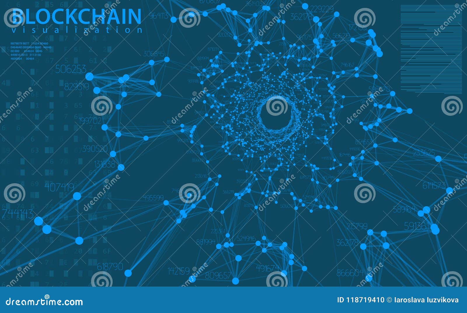 Big Data Blue Background Vector Illustration. Information Streams ...
