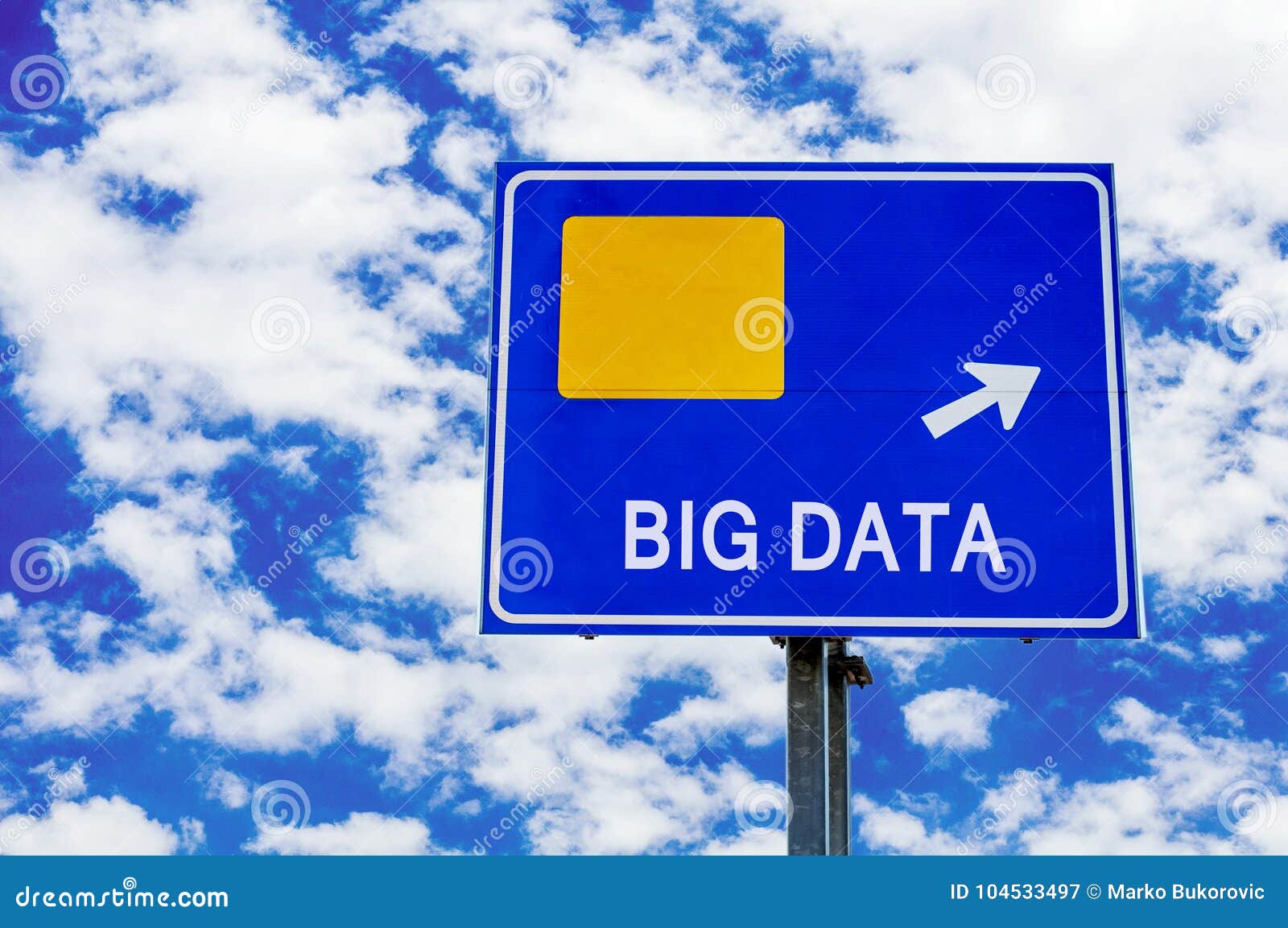 Big Data, Blue Road Sign Over Dramatic Cloudy Sky Stock Image - Image ...