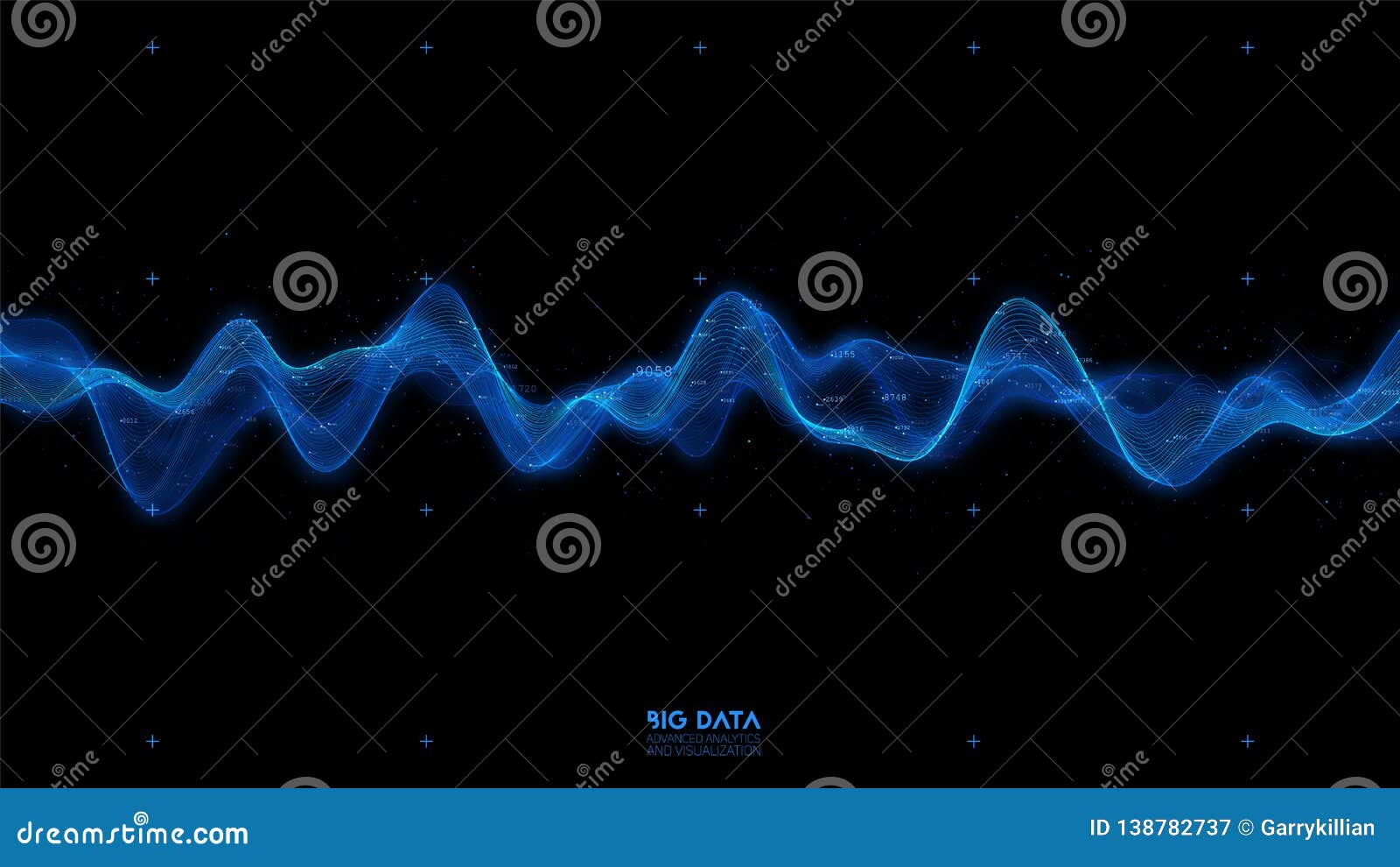 Big Data Blue Wave Visualization. Futuristic Infographic. Information ...