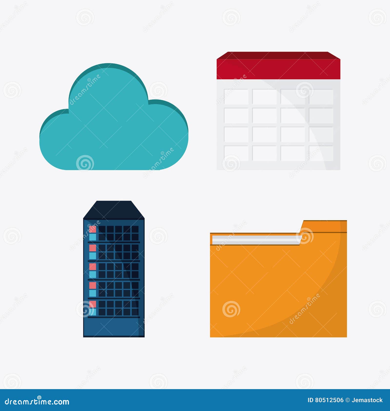 Big Data Center Base and Web Hosting Icon Set Stock Vector ...