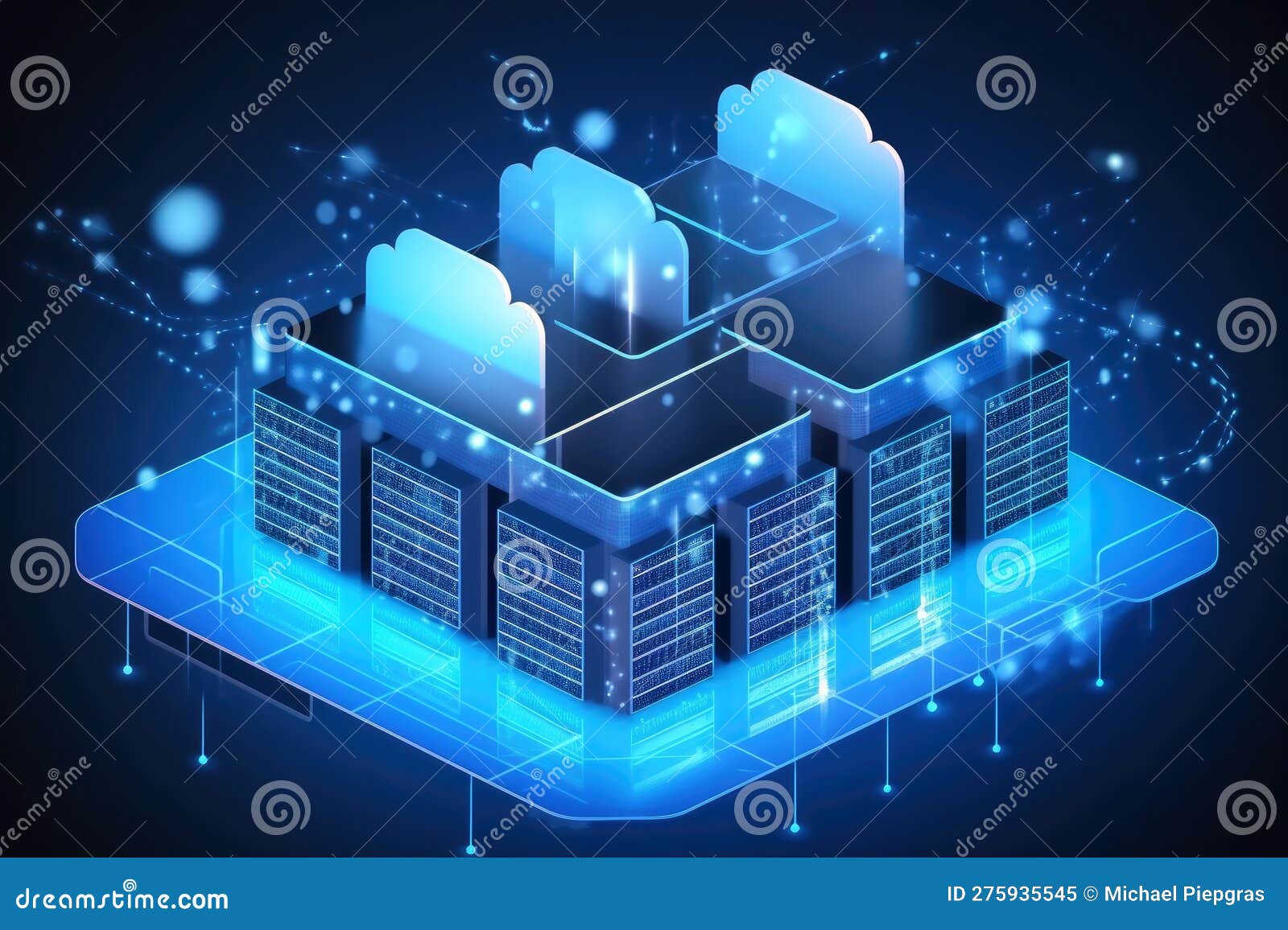 Big Data Center Concept with Cloud in a Network Created with Generative ...