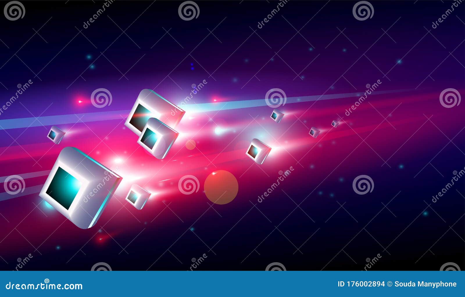 Big Data Center with 3D Glow Box High Speed System Concept. Vector ...