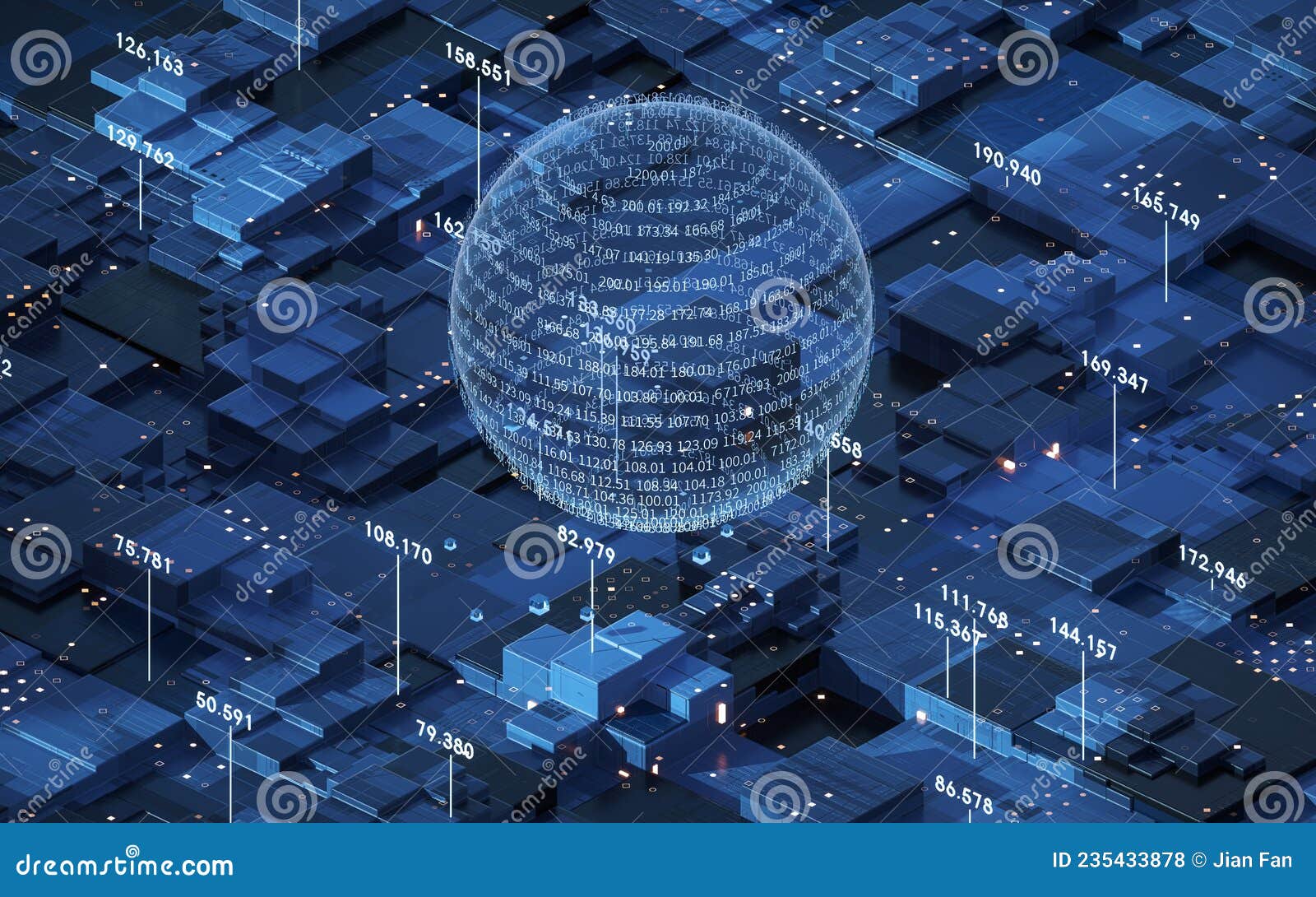 Big Data and Data Center, 3d Rendering Stock Illustration ...