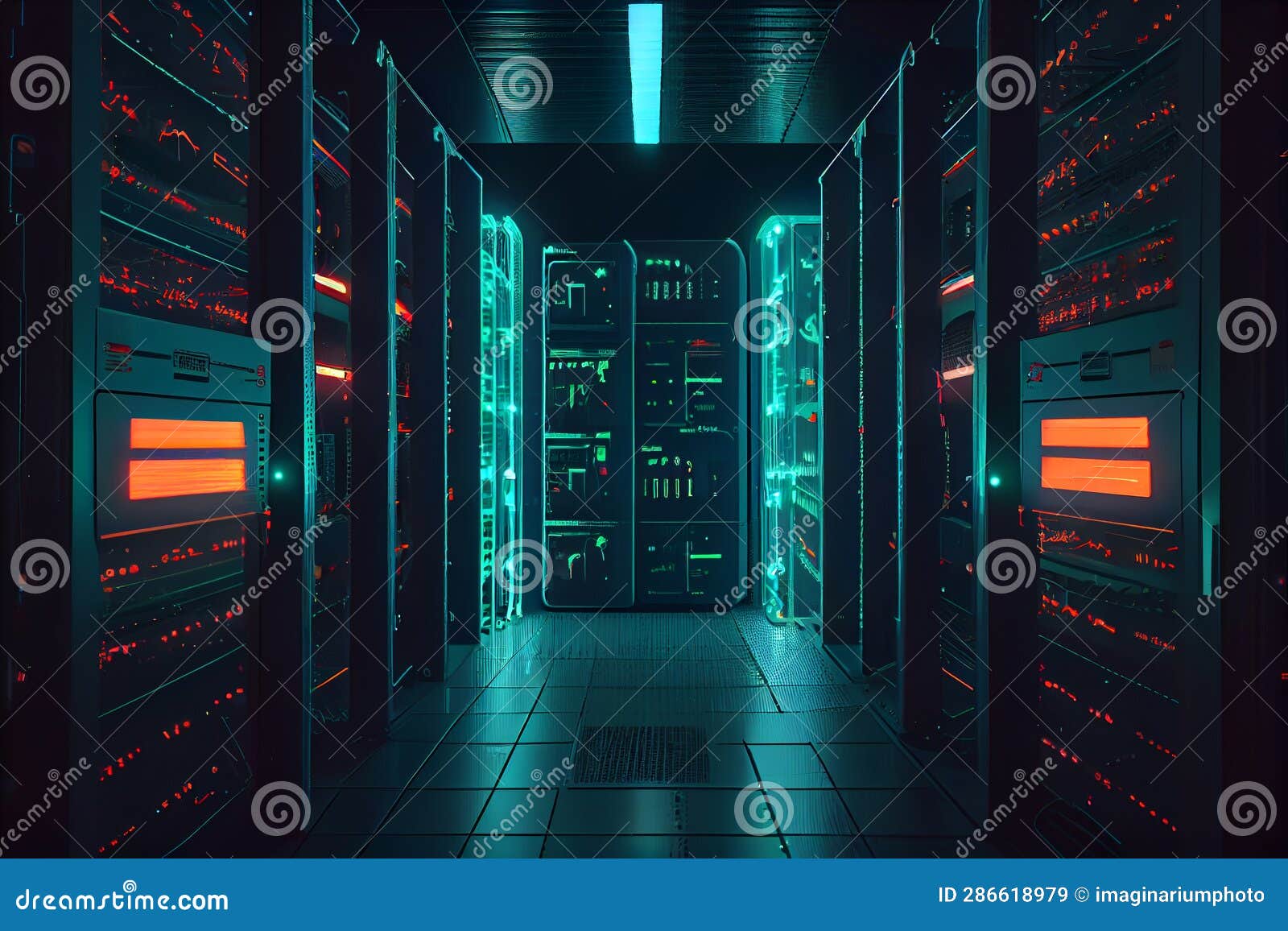 Big Data Center Technology Warehous with Servers Information Stock ...