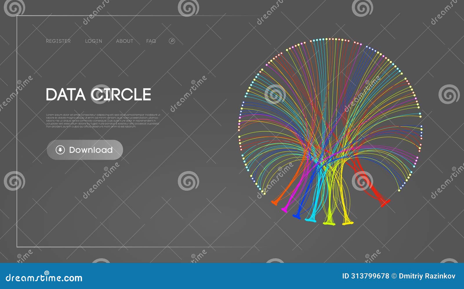 Big Data Circle Blockchain Technology Background. Neural Network ...